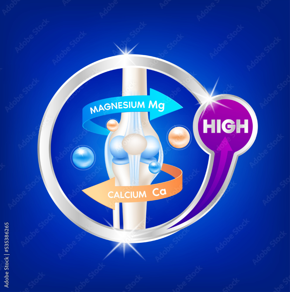 label aluminum healthy bone with a circular arrow around. Magnesium and ...