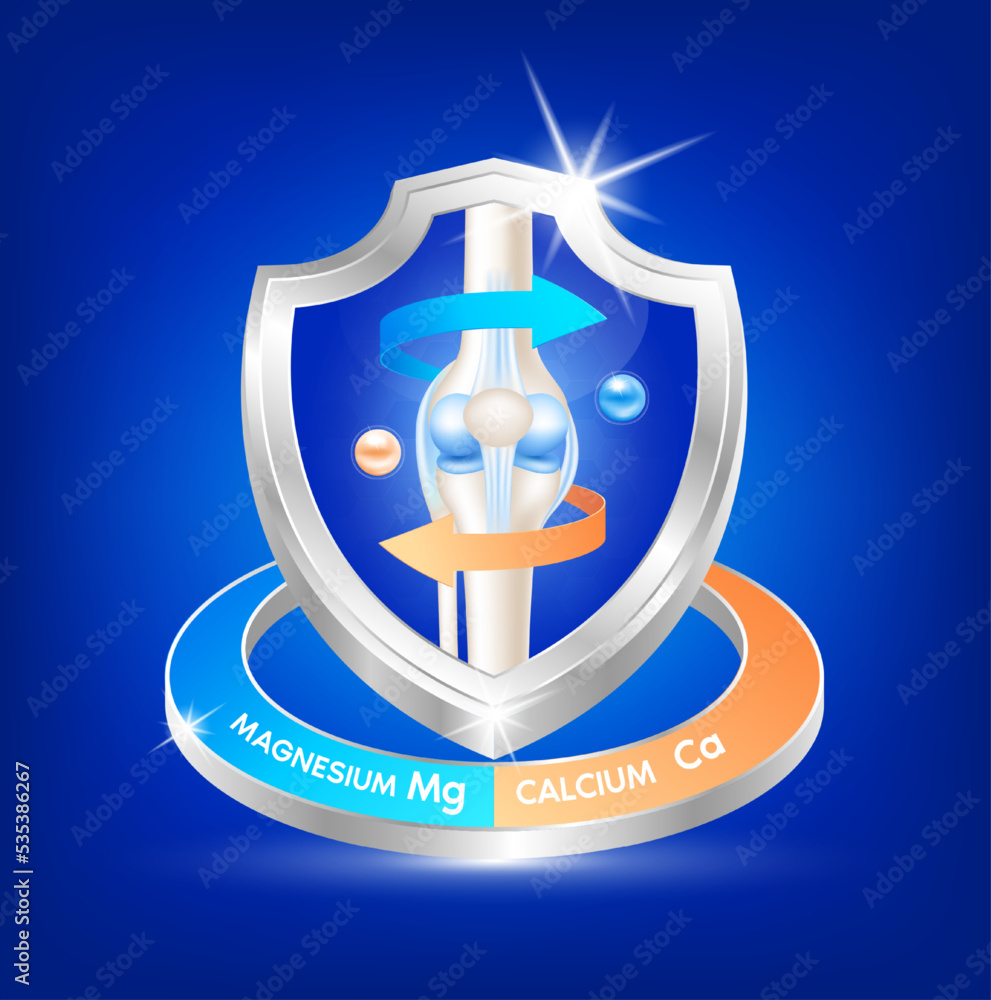 label aluminum healthy bone with a circular arrow around. Magnesium and ...