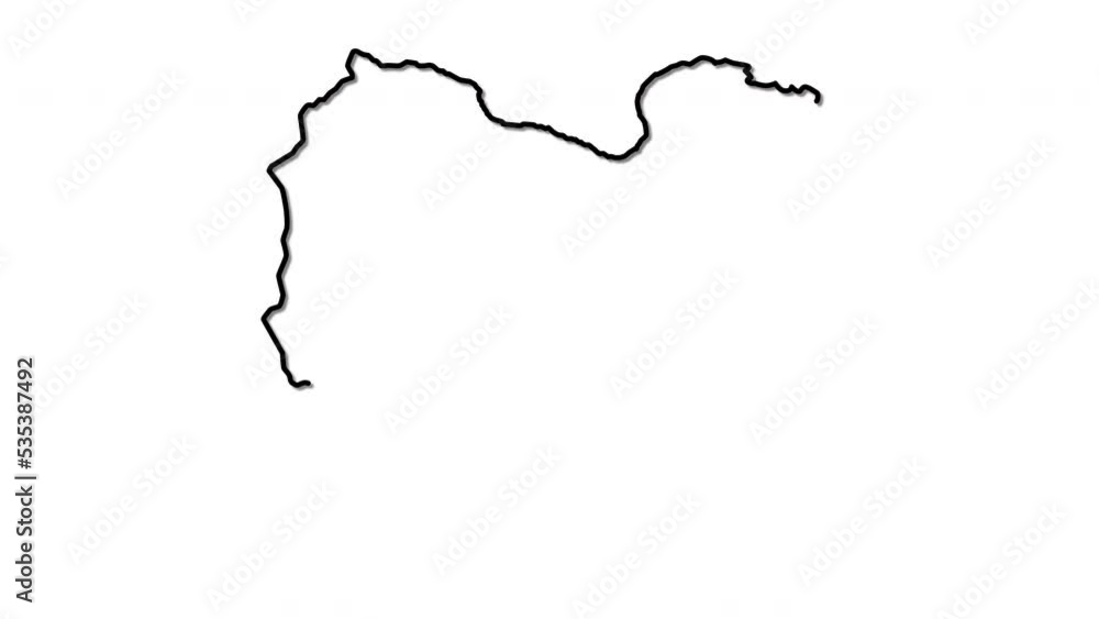Libya map, country territory outline self drawing animation. Line art ...