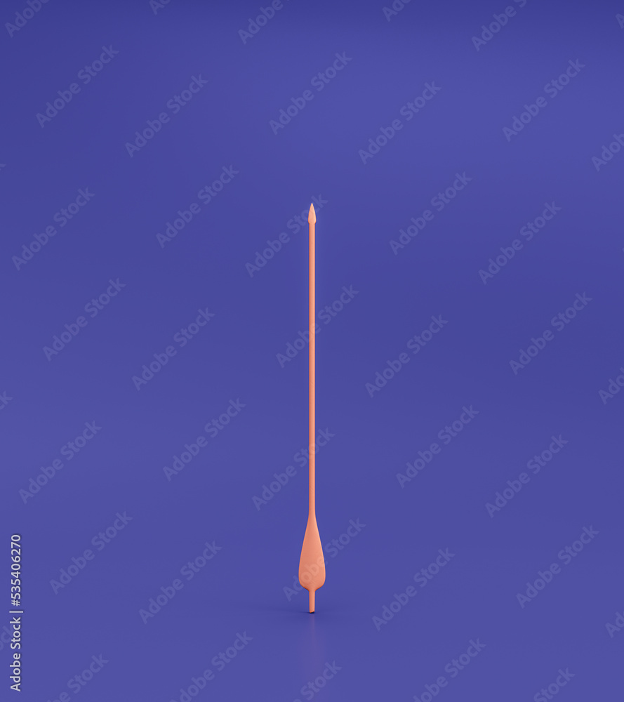 Medieval ancient arrow standing on violet background. Single monochrome ...