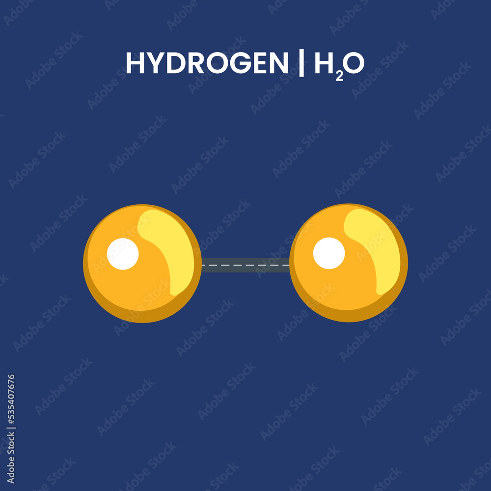 Structure of Hydrogen molecule. H2O consisting of Hydrogen and Oxygen ...