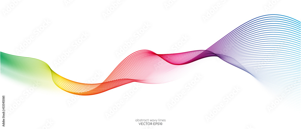 Vector wave lines smooth flowing dynamic colorful spectrum gradient ...