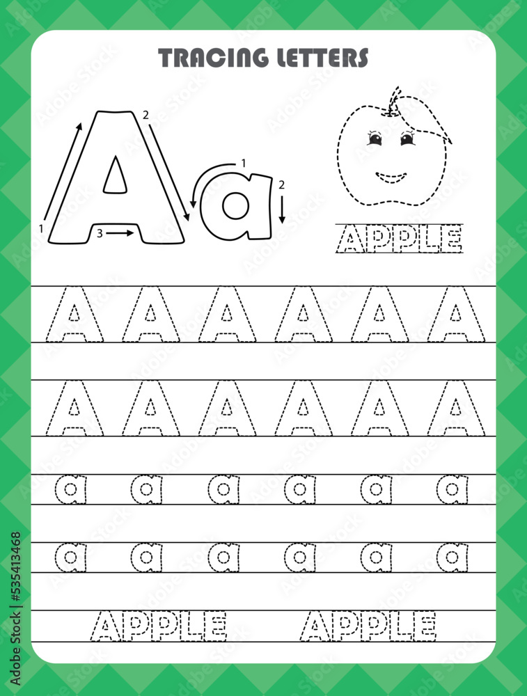 Trace letters of English alphabet and fill colors Uppercase and ...
