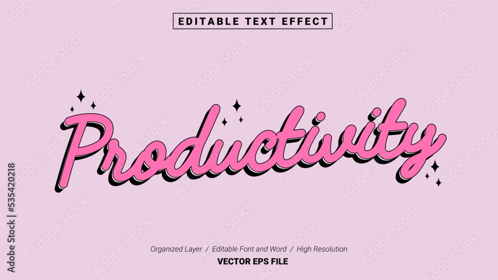 Editable Productivity Font Design. Alphabet Typography Template Text ...