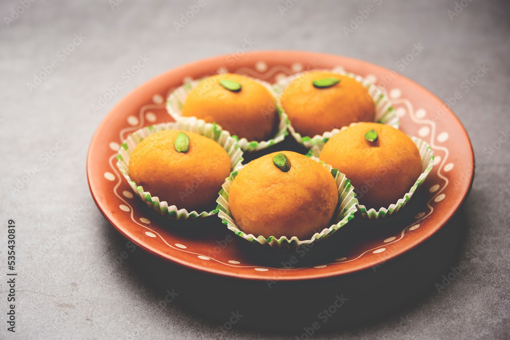 Besan Peda,pedha, pera. Popular Indian mithai prepared using gram flour ...