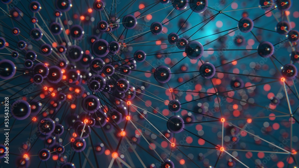 Microscopic life, organic molecule in liquid, 3D rendering, The ...