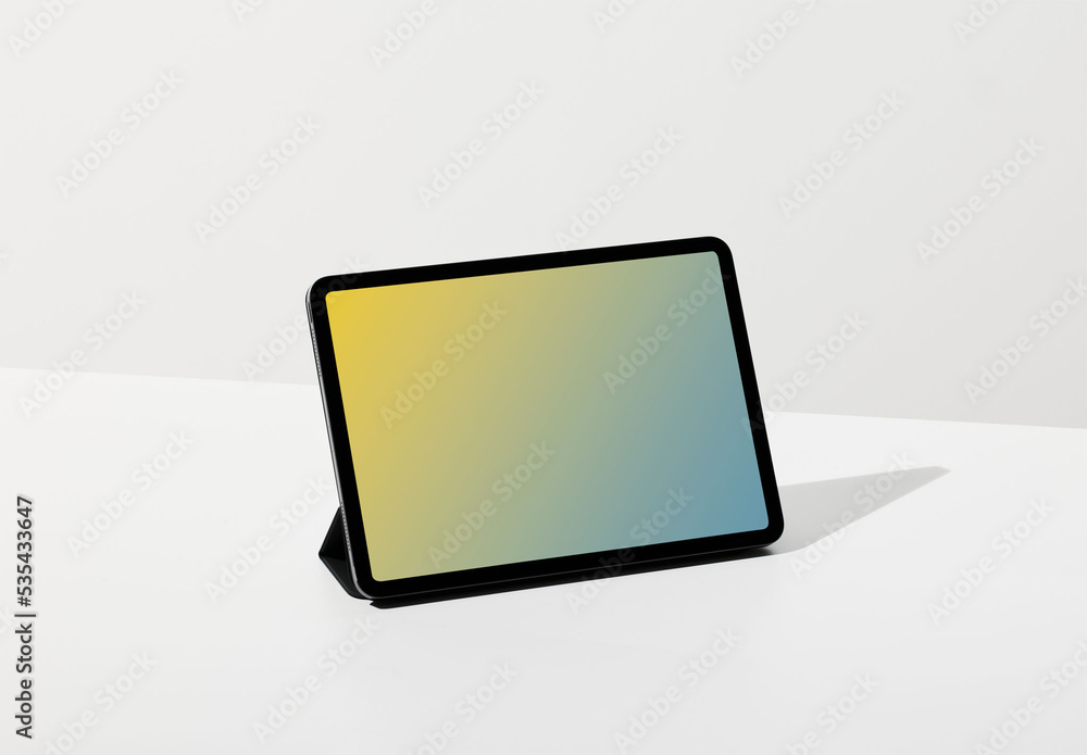 Smart Tablet Mockup in Horizontal Position With White Background Stock ...