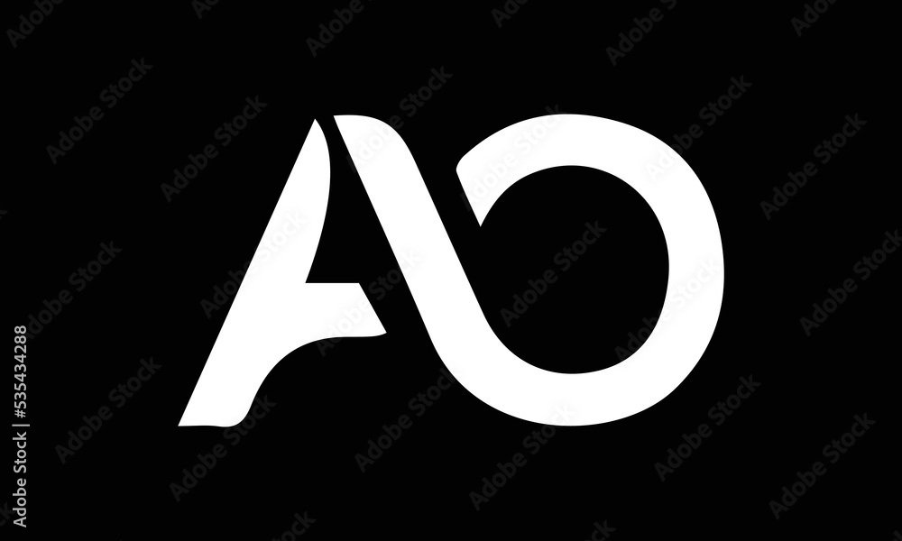 AO ao letter design logo logotype icon concept with serif font and ...