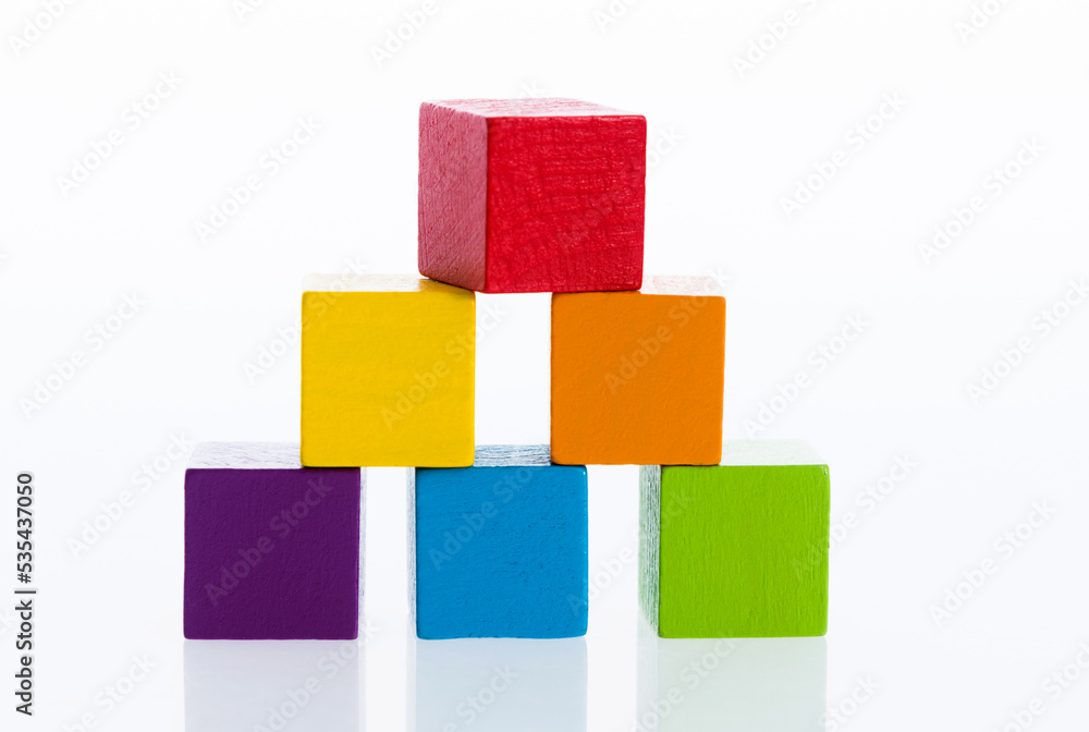 Pyramid of blocks on white background Stock Photo | Adobe Stock