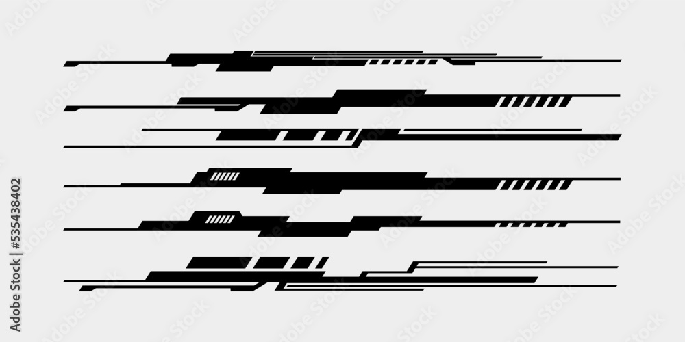 Line HUD futuristic interface cyberpunk frame border sci-fi stips ...