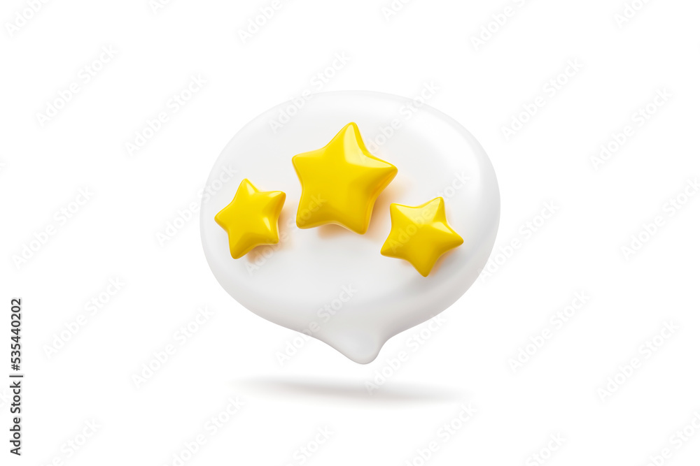 Rating star review best quality sign isolated on white 3d background ...