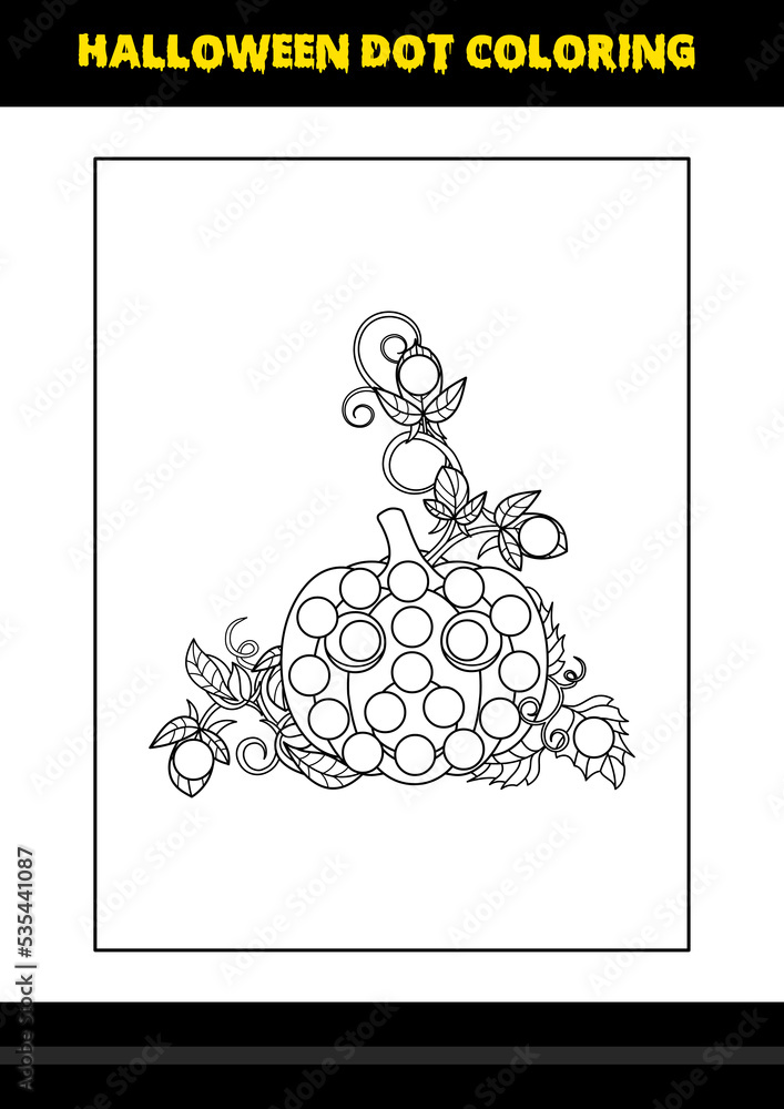 Halloween dot coloring page for kids. Line art coloring page design for ...