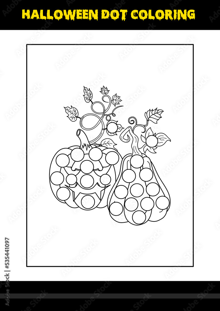 Halloween dot coloring page for kids. Line art coloring page design for ...