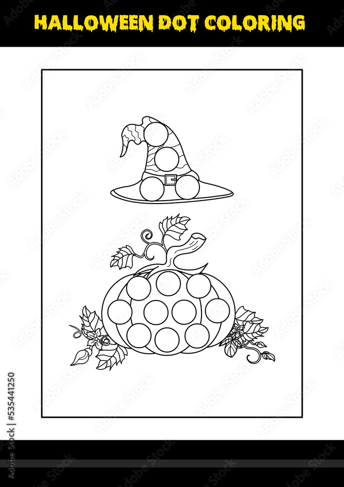 Halloween dot coloring page for kids. Line art coloring page design for ...
