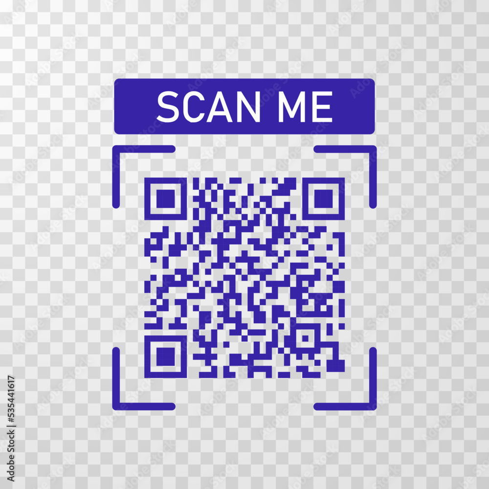 Scan me icon with Qr code for smartphone isolated on transparent ...
