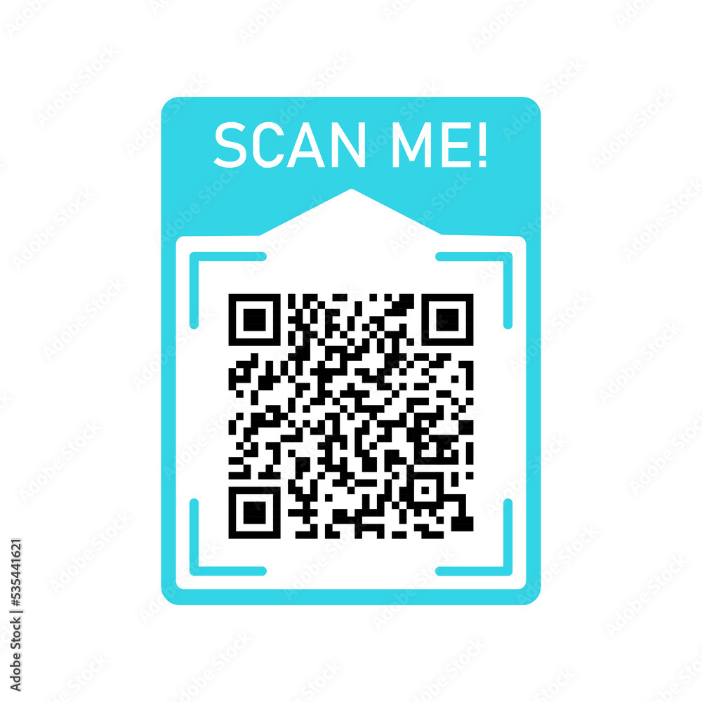 Scan me icon with Qr code for smartphone isolated on white background. Qr code for payment ...