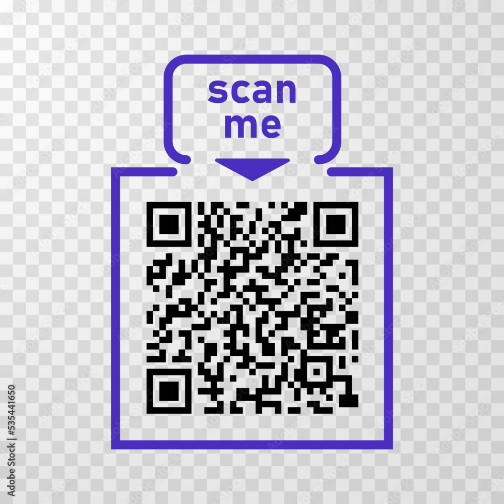 Scan me icon with Qr code for smartphone isolated on transparent ...
