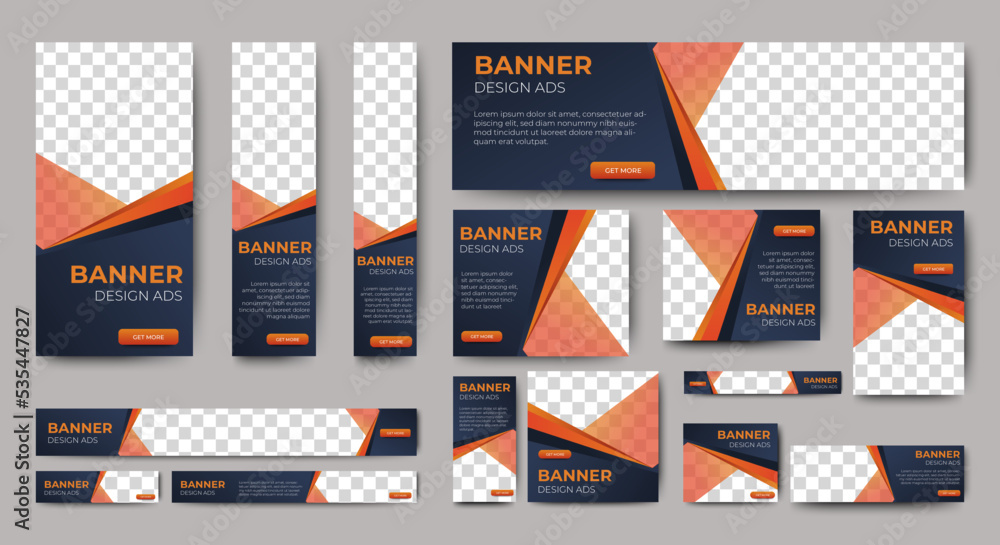 Corporate web banners of standard size with a place for photos ...