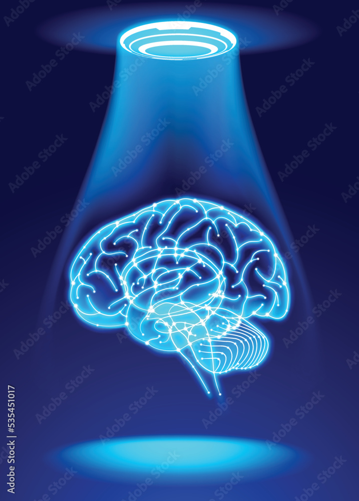 Technology and science illustration of a network of intelligence ...