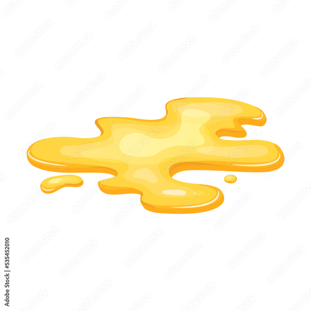 Yellow puddle oil, liquid gold, honey spill. Juice drop isolated in ...