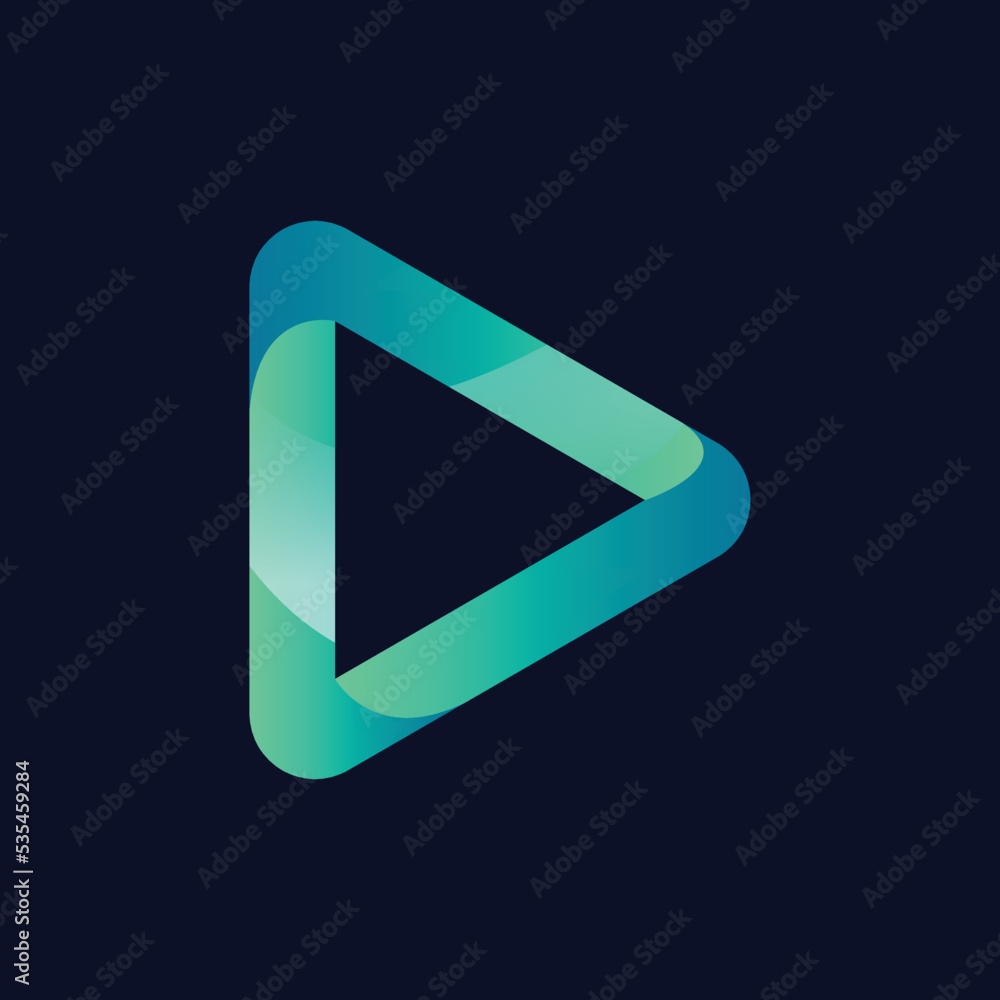 Triangle Play Button Logo Design Template Stock Vector | Adobe Stock