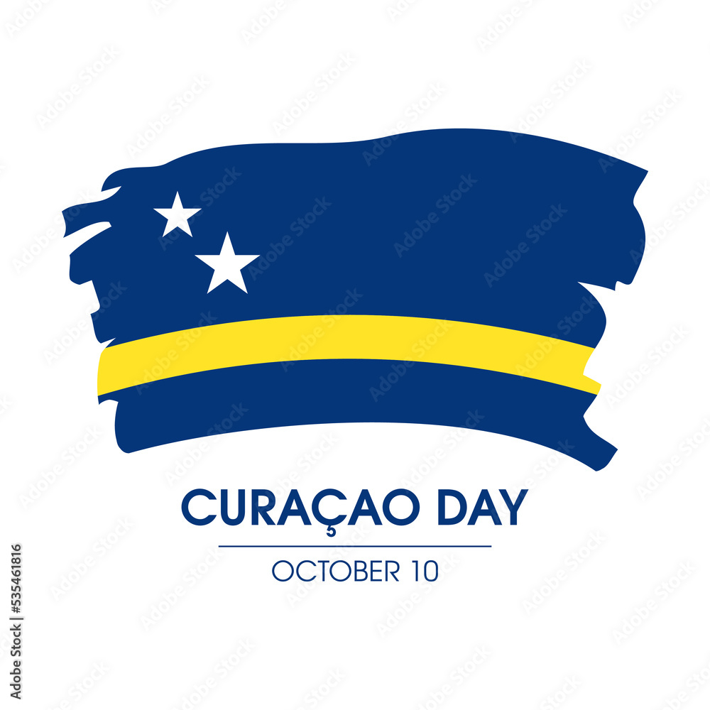 Curaçao Day public holiday icon vector. Abstract paintbrush Flag of ...