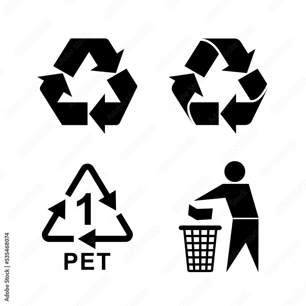 Recycles symbol vector isolated on white background. Recycle logo.Throw ...