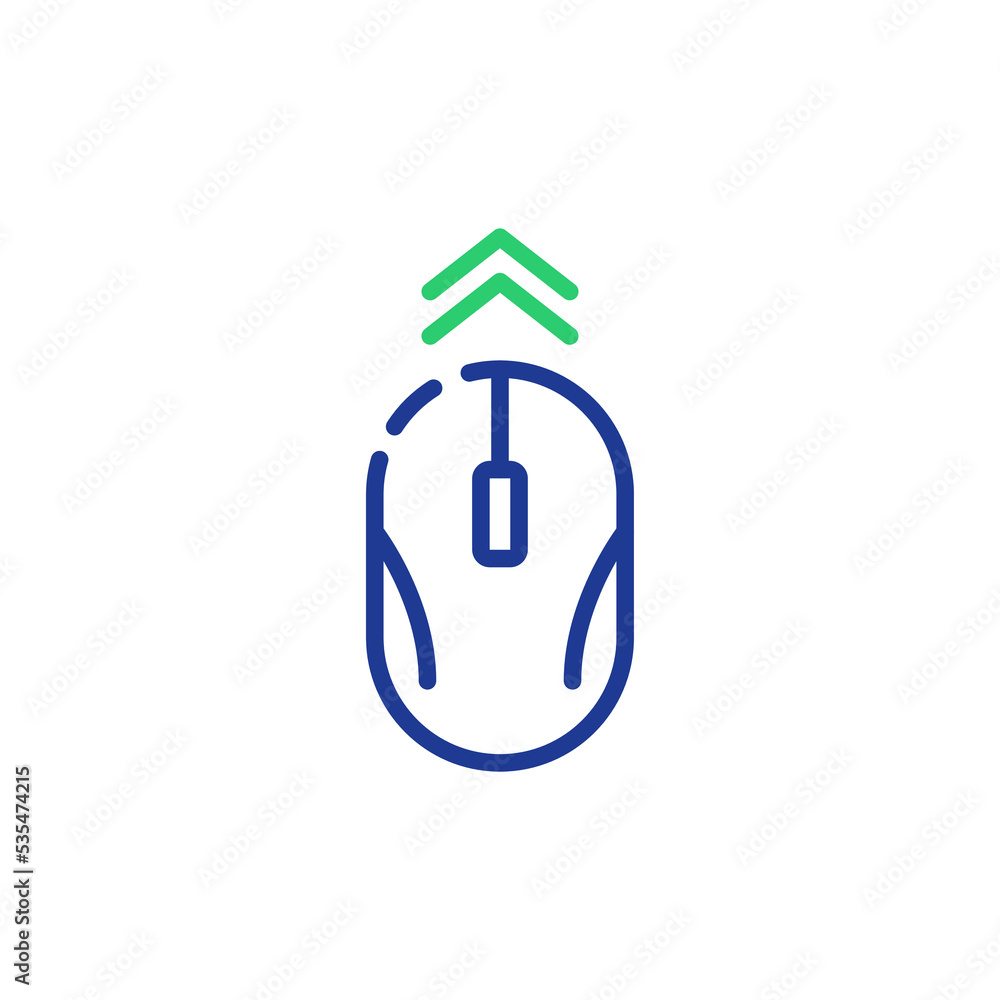Computer Mouse Swipe Move Arrow Line Icon. Mouse PC Scroll Up Linear ...