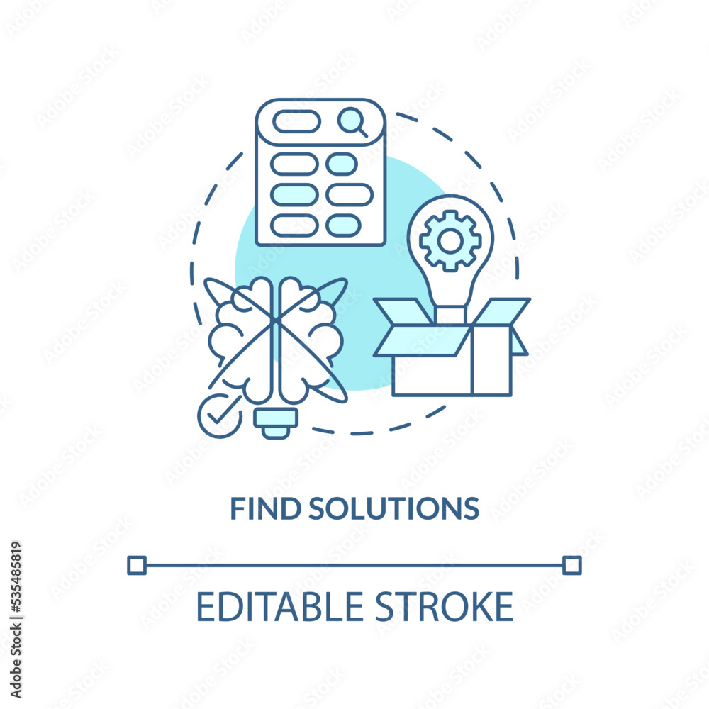 Find solution turquoise concept icon. Searching problem solving ...