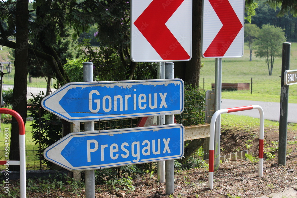 Colorful street signs line the charming streets of France, adding a ...