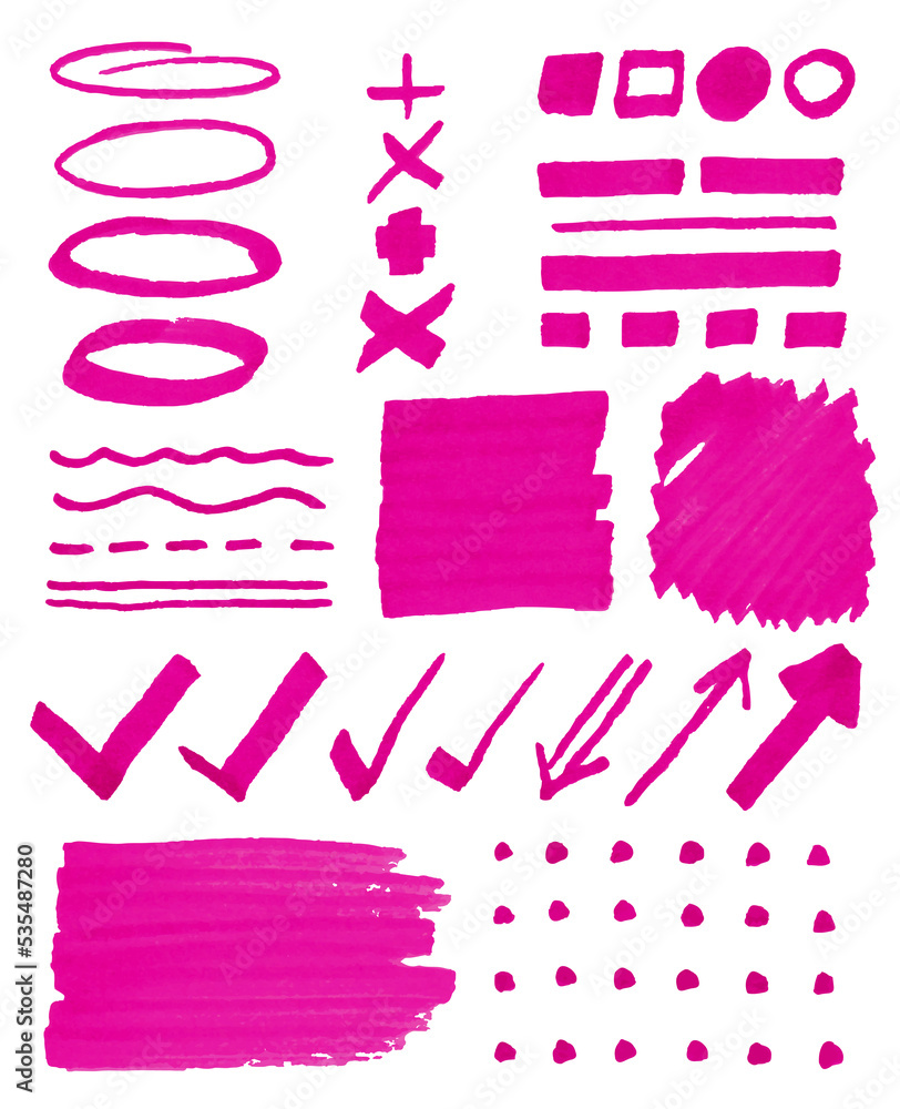 PNG transparent translucent pink red highlighter spots, check marks and ...