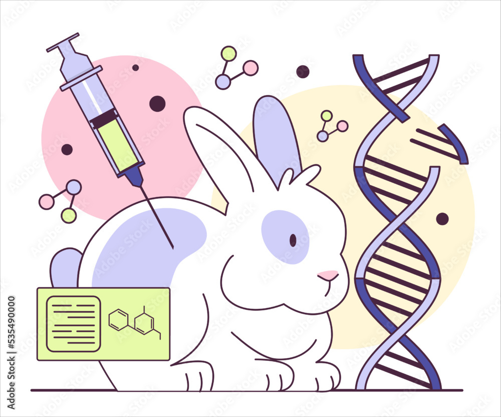Vecteur Stock Animal testing concept. Genetic engineering and ...