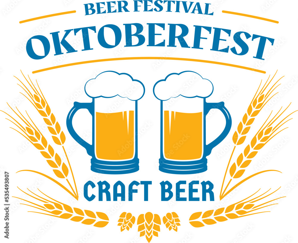 Oktoberfest label, logo or badge design. Beer emblem set. Bavaria ...