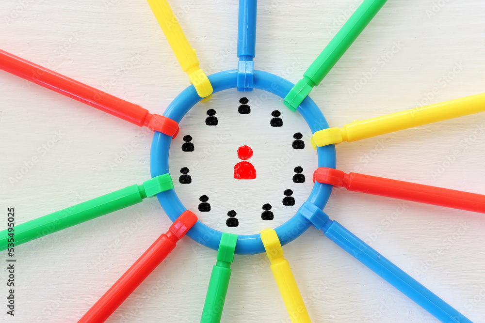 Concept image of unity and teamwork. People icons tied together as a ...