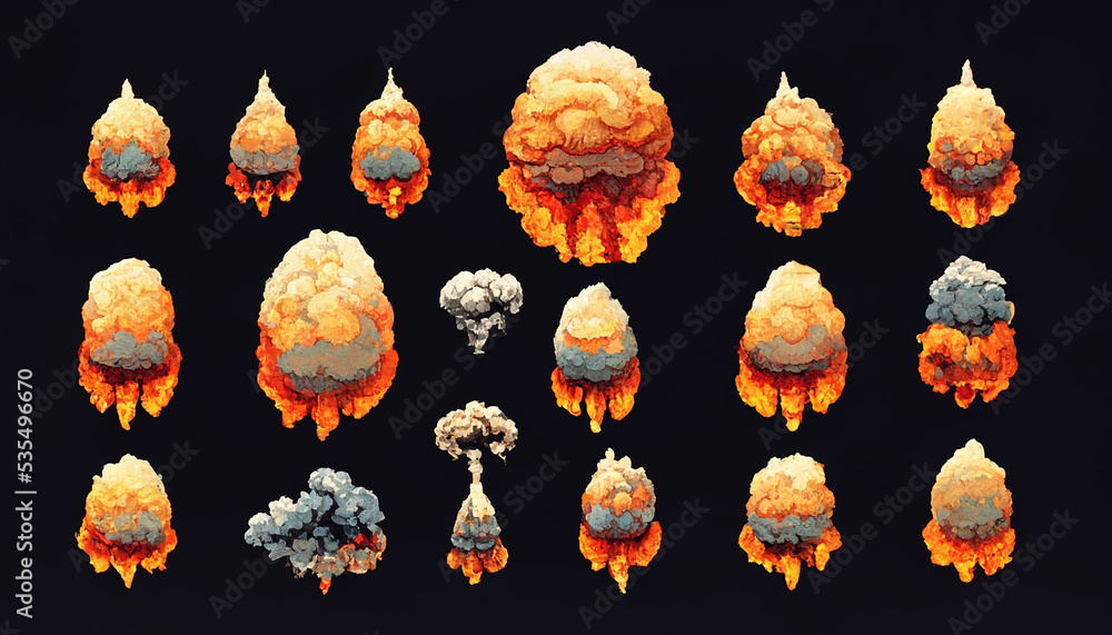 Animation sprite sheet of bomb explosion sequence set on black ...