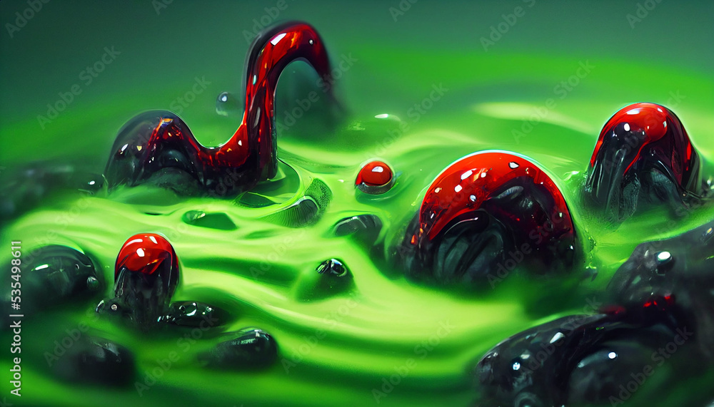 Frames of liquid green slime poison goo red. Creating a monster in a ...
