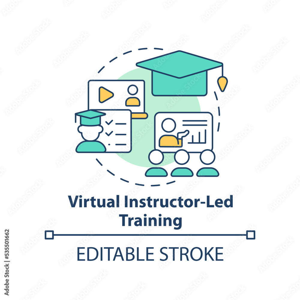 Virtual instructor-led training concept icon. Organizing corporate ...