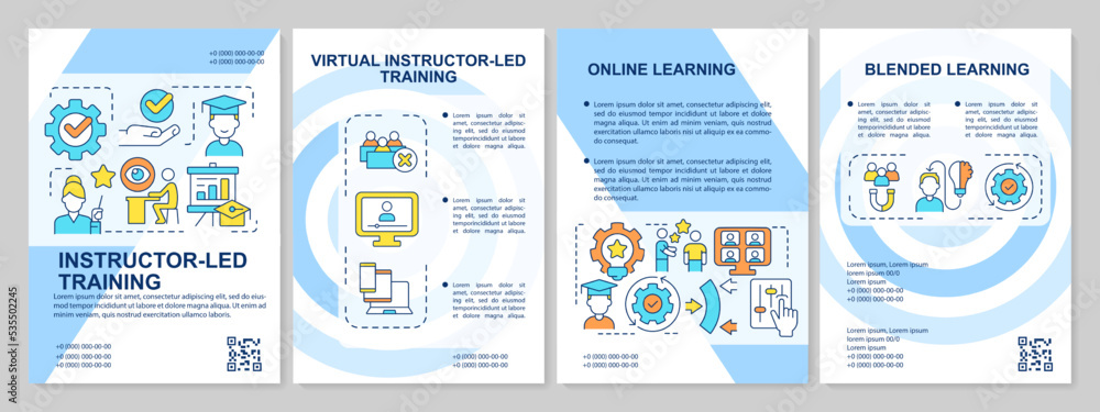 Types of training programs blue brochure template. Online learning ...