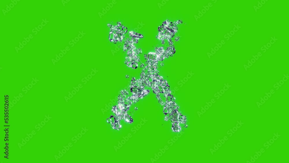 transparent diamonds letter X - jewels alphabet on green screen ...
