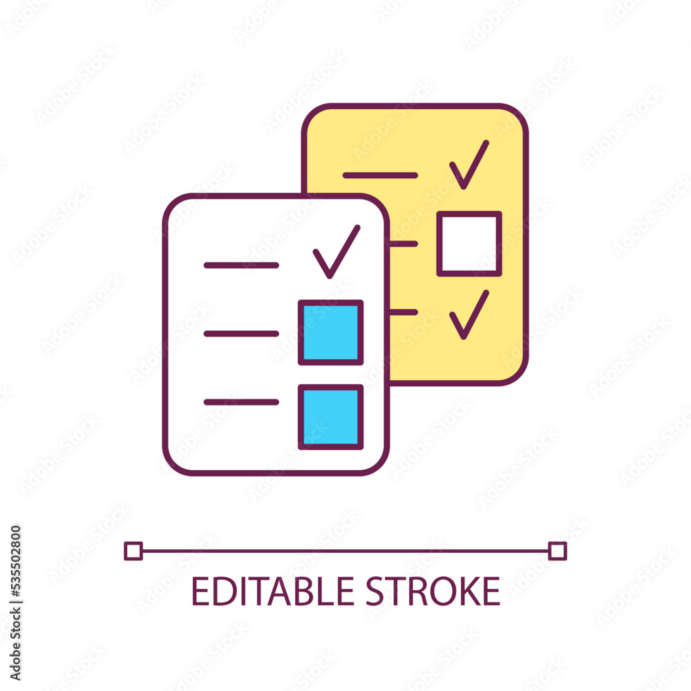 Checklist RGB color icon. Task and to do list. Notes with checkmarks ...