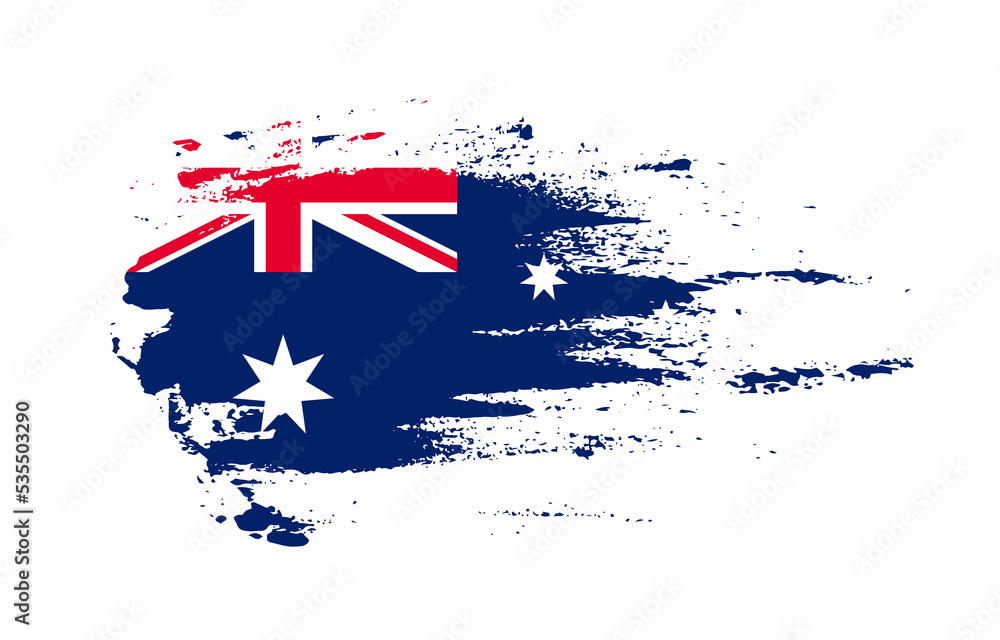 Grunge brush stroke flag of Australia with painted brush splatter ...