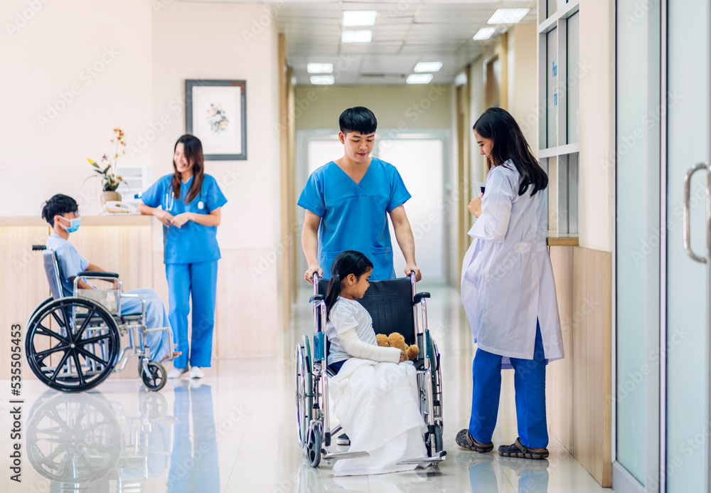 Asian smiling woman doctor service help support discussing and ...