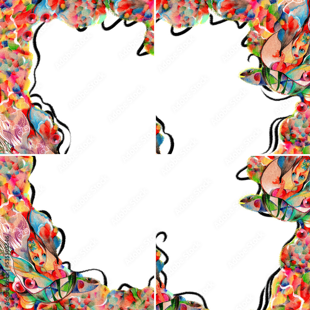Decorative rectangular sublimation. Frams.Abstract Drawing Of The Sea ...