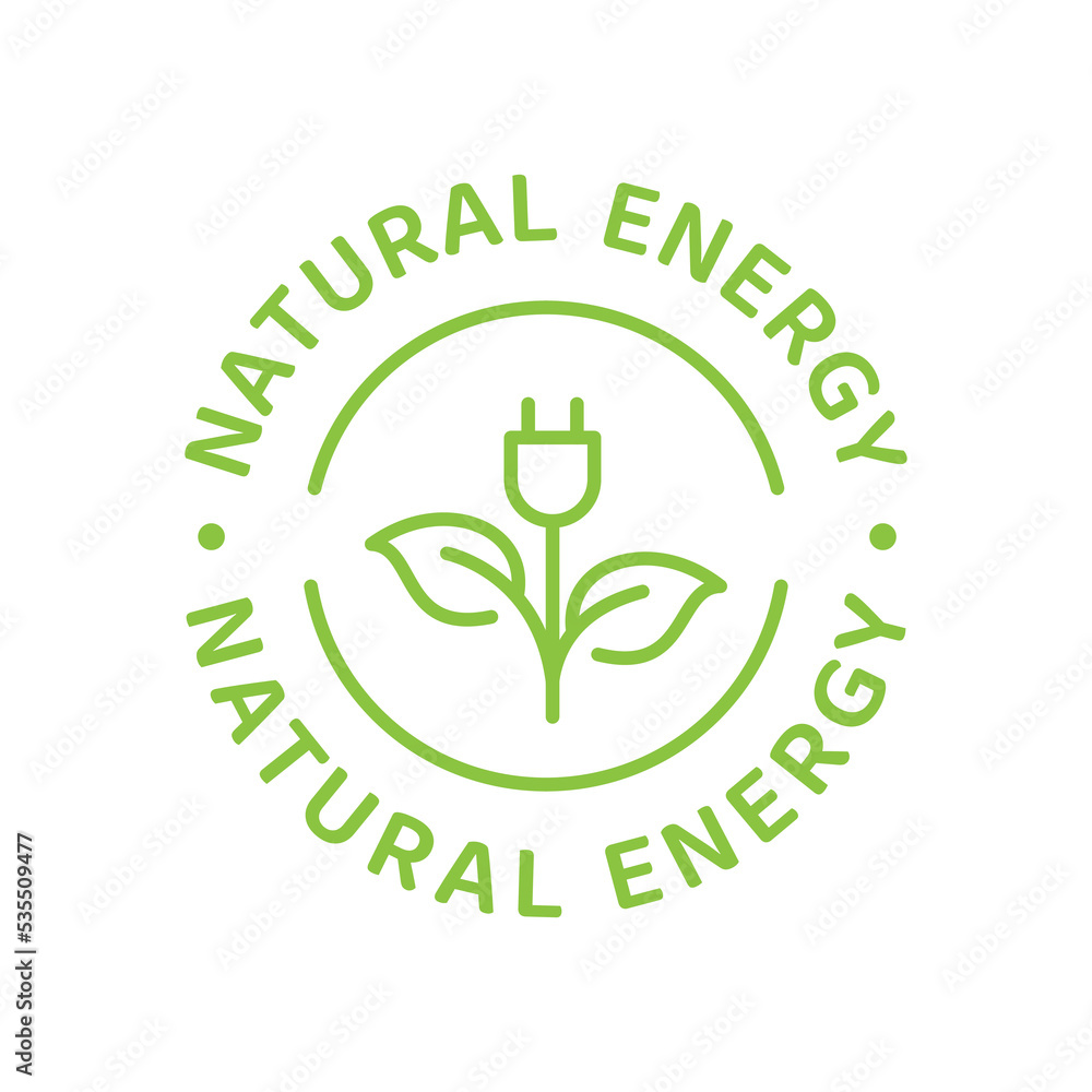 Green energy vector label. Sustainable, natural and renewable resources ...
