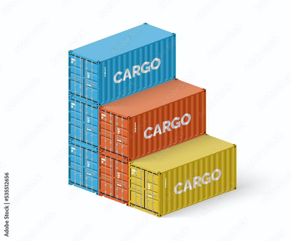 Stack of cargo containers. Vector illustration of shipping containers ...