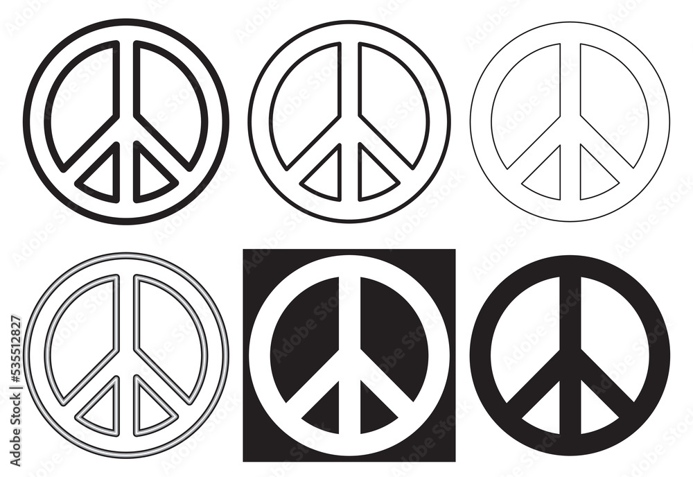Peace symbols set vector, application variants, no war Stock Vector ...