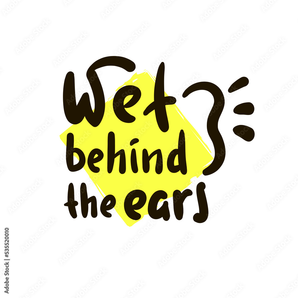 Wet behind the ears - simple inspire motivational quote. Youth slang ...