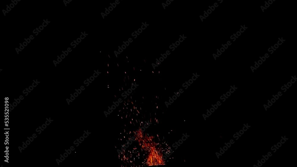 Fire sparks rising up with transparent alpha channel can be used for ...