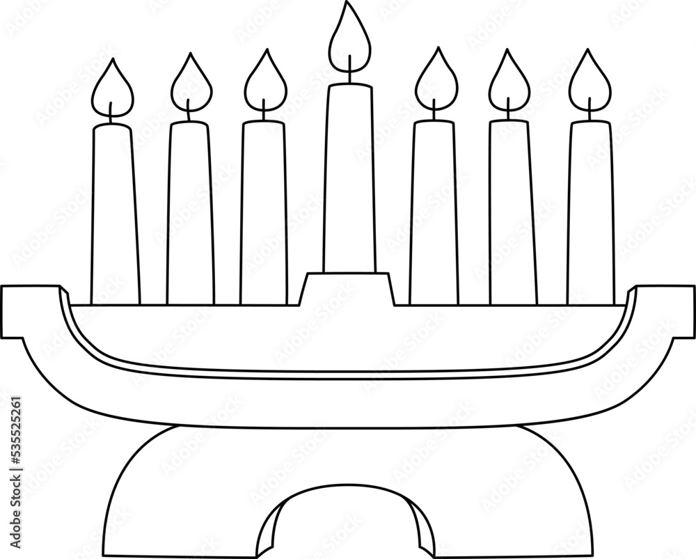 Kwanzaa Kinara Isolated Coloring Page for Kids Stock Vector | Adobe Stock
