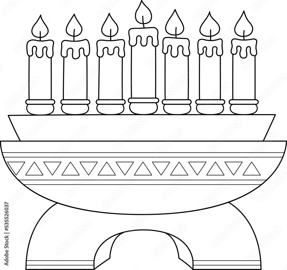 Kwanzaa Kinara Isolated Coloring Page for Kids Stock Vector | Adobe Stock